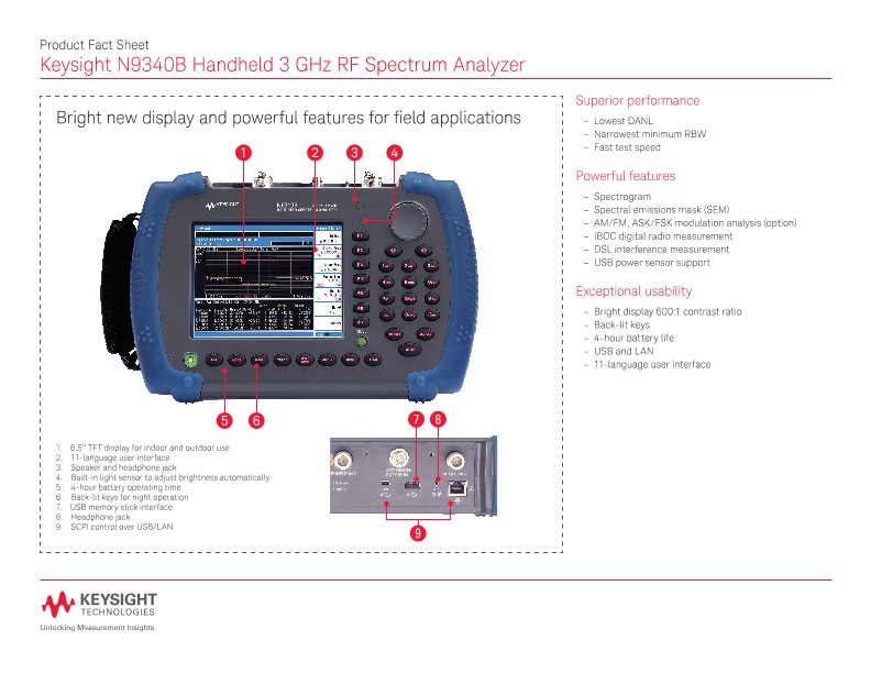 N9340B Handheld 3 GHz RF Spectrum Analyzer PDF Asset Page | Keysight